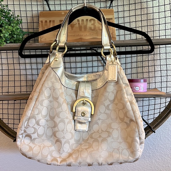 Coach | Bags | Coach Signature Hobo Shoulder Bag Three Compartment ...